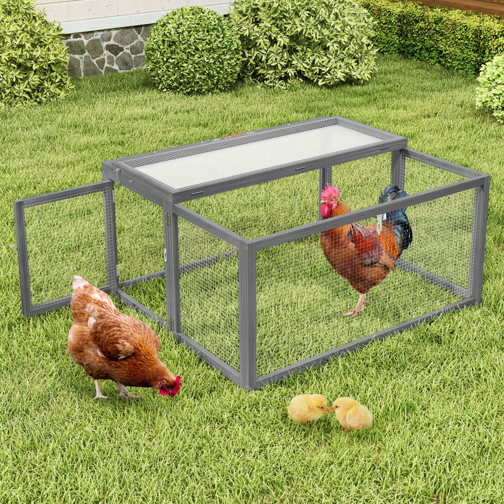 Portable Chicken Run Chicken Coop, Folding Rabbit Hutch Wooden Chicken ...