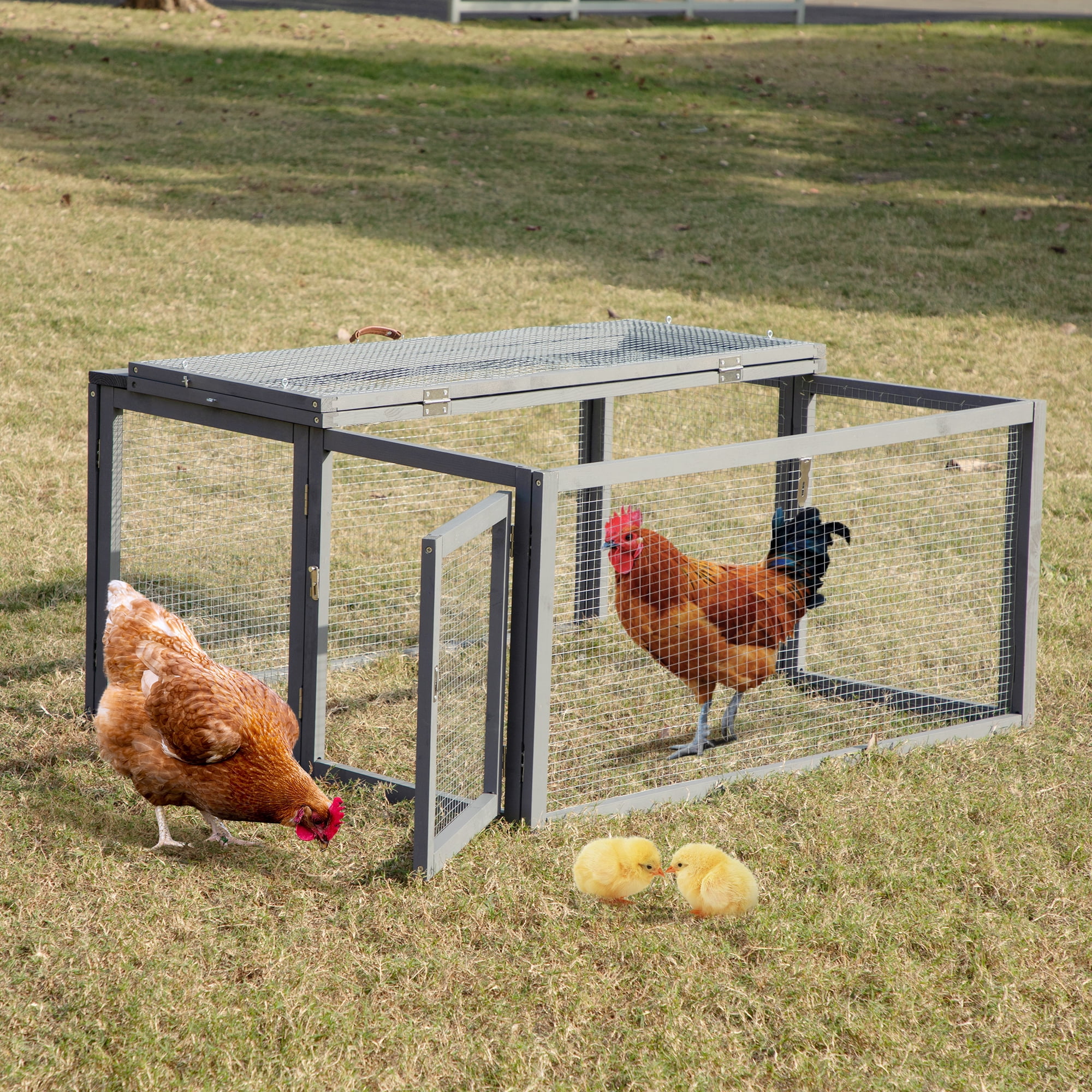Portable Chicken Run Chicken Coop, Folding Rabbit Hutch Wooden Chicken ...