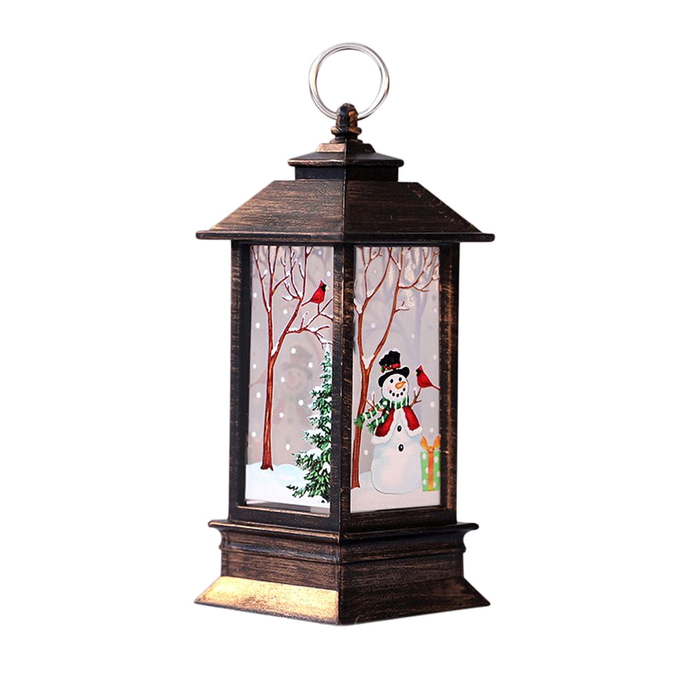 Portable Christmas Lantern Hanging LED Snowman Lantern Lighted ...
