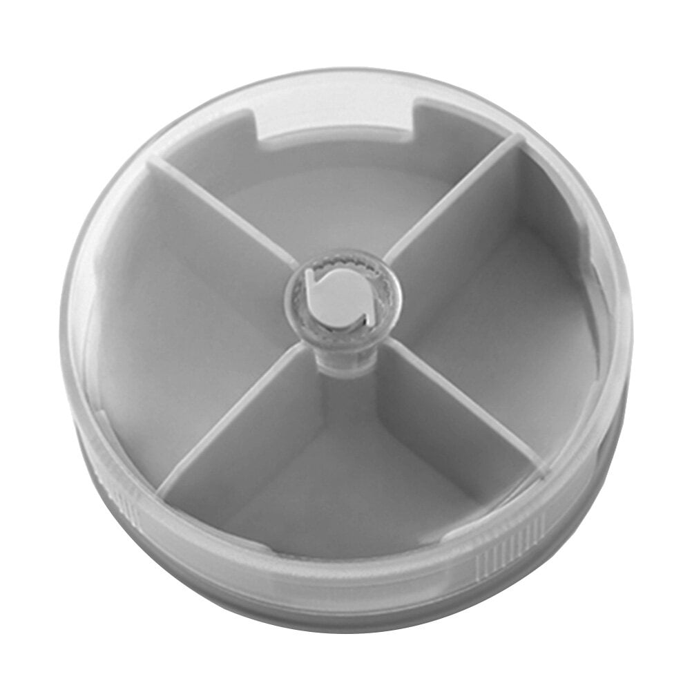 Portable Clear Lid Pill Box 4 Compartments Round Pill Organizer ...