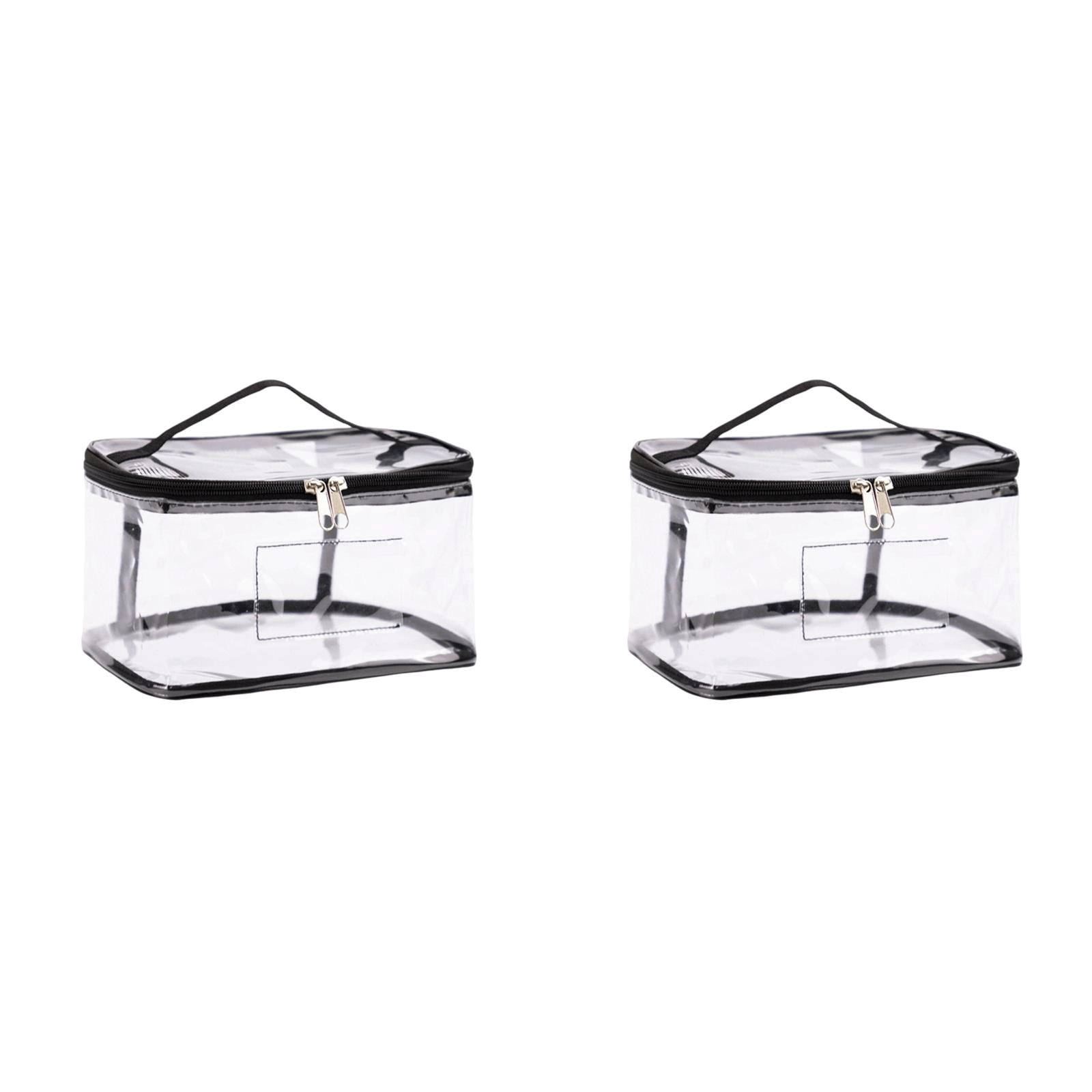 Portable Clear Makeup Bag, Double Layer Transparent Cosmetic Bag with ...