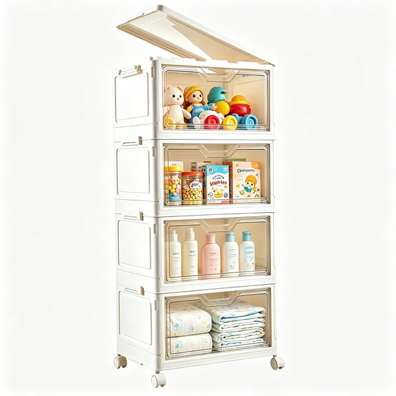 Portable Clear Storage Bins with Lid & Wheels, 24QT Clear Storage Bins ...
