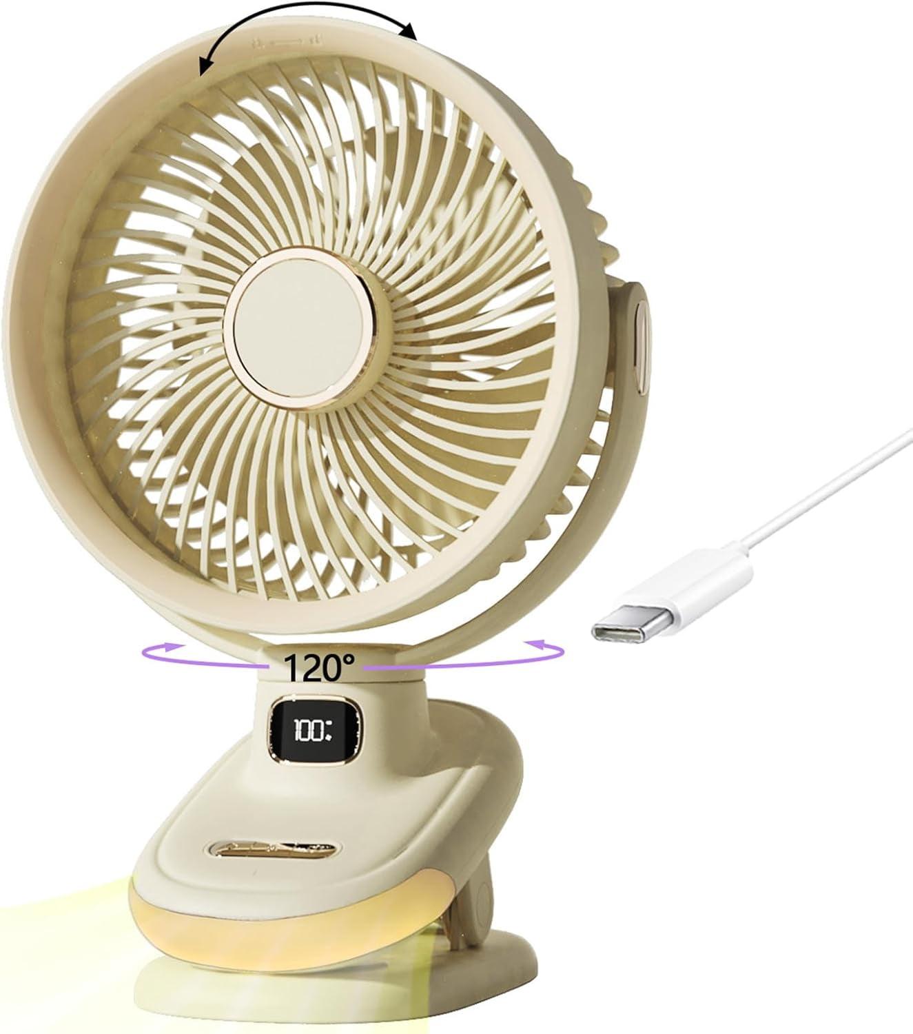 Portable Clip On Fan For Bedroom, 120° Auto Rotating Oscillating Table ...