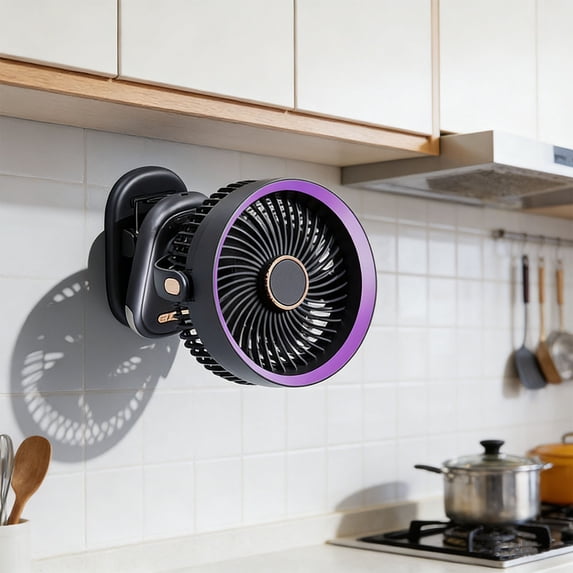 Portable Clip On Fan, 120° Auto Rotating Oscillating Table Fan, USB ...
