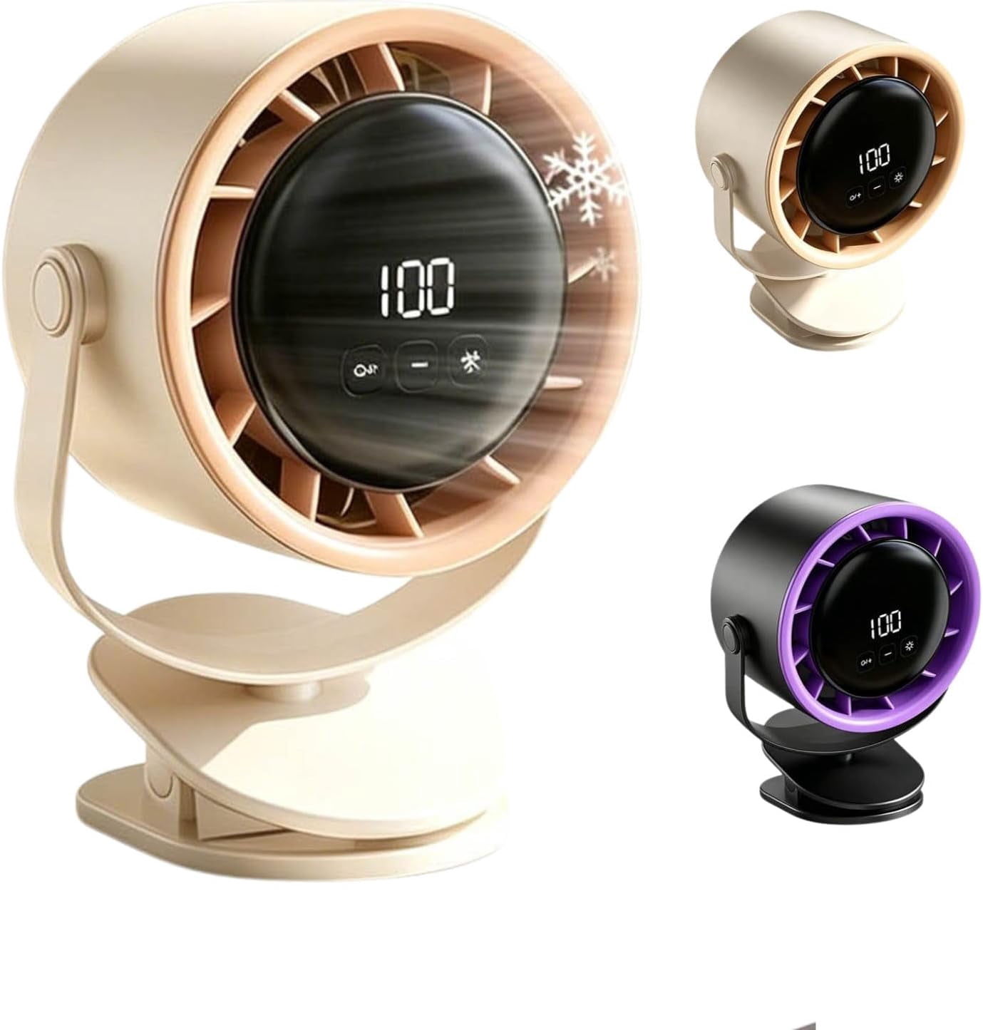 Portable Clip-On Fan, Small USB Rechargeable Desktop Fan with 100 ...
