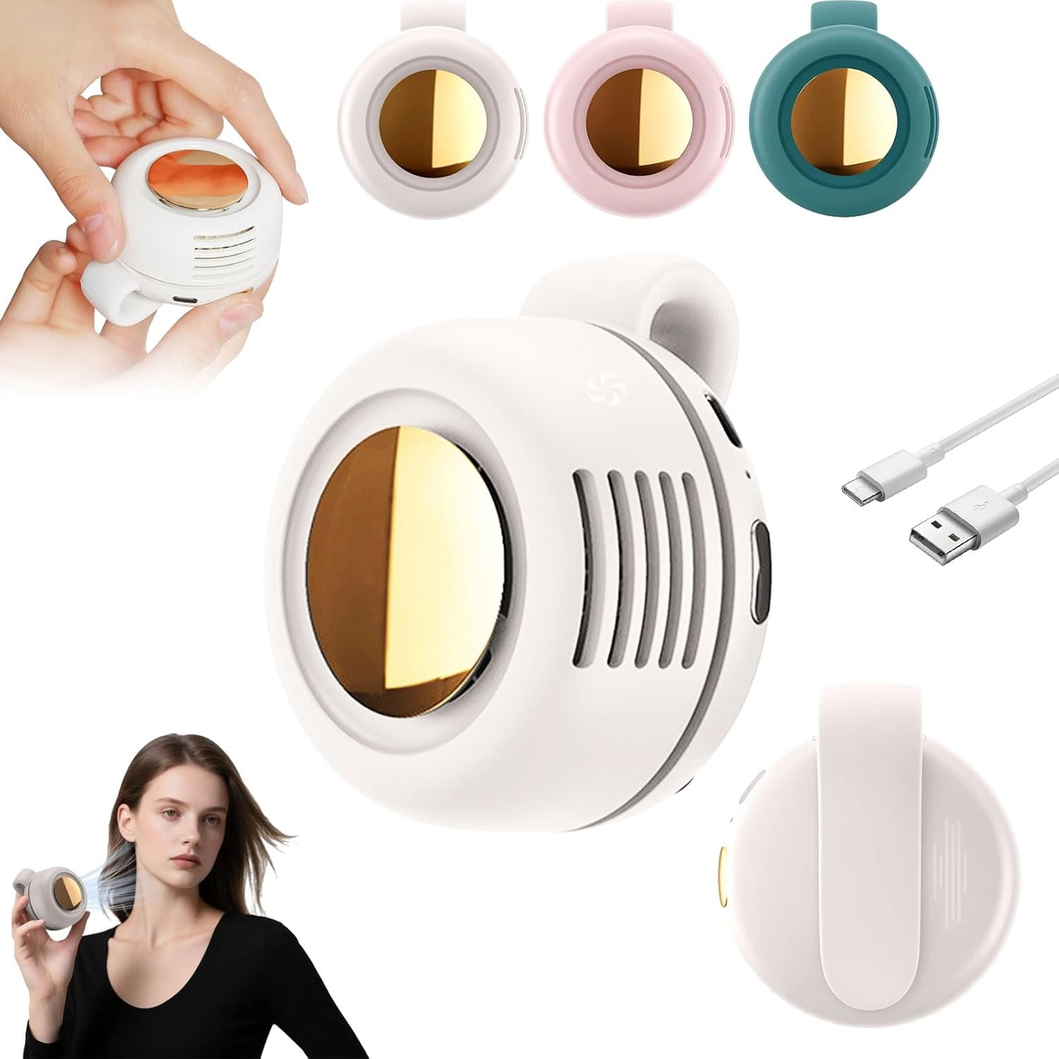 Portable Clip on Fan, 2025 New Silent Mini Bladeless Electric Fan, Mini ...