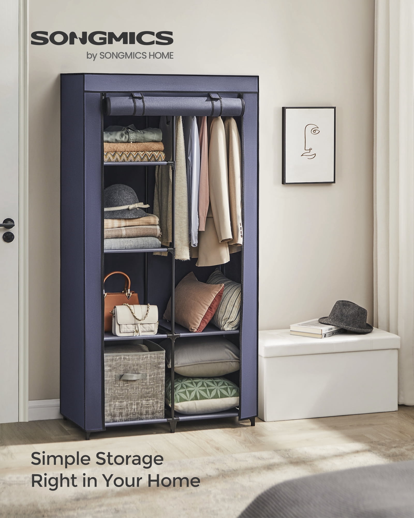 Portable Closet, 34.6 Inch Large Capacity Wardrobe Closet Organizer ...