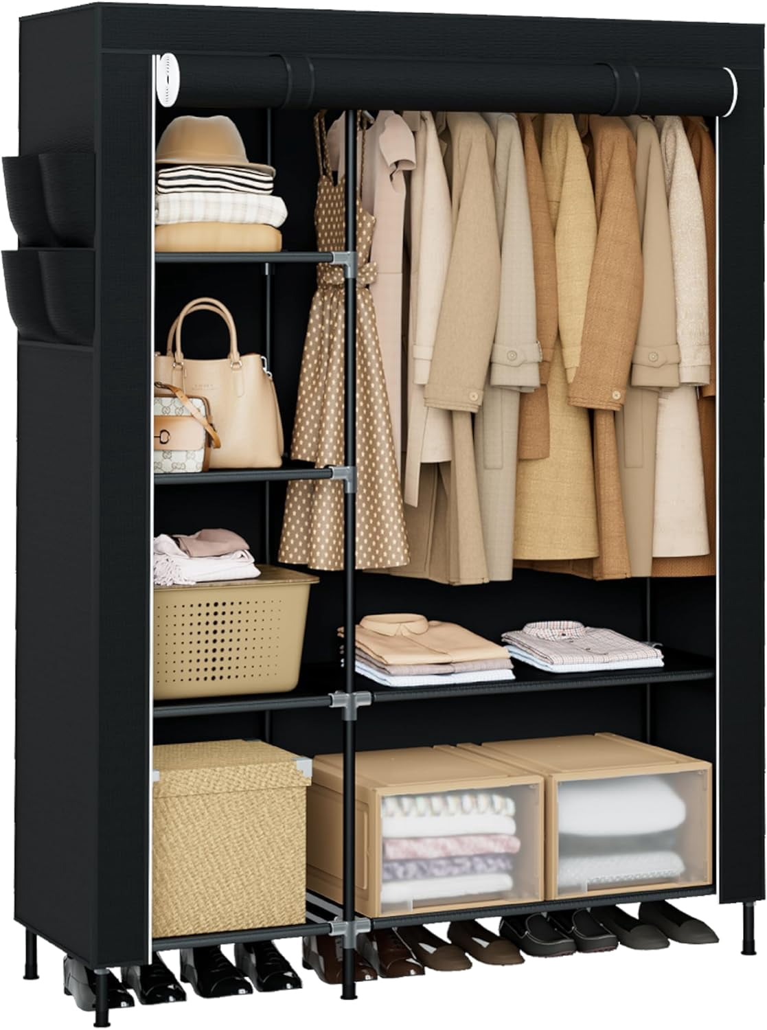 Portable Closet, 48 Inch Large Capacity Wardrobe Closet with Cover ...