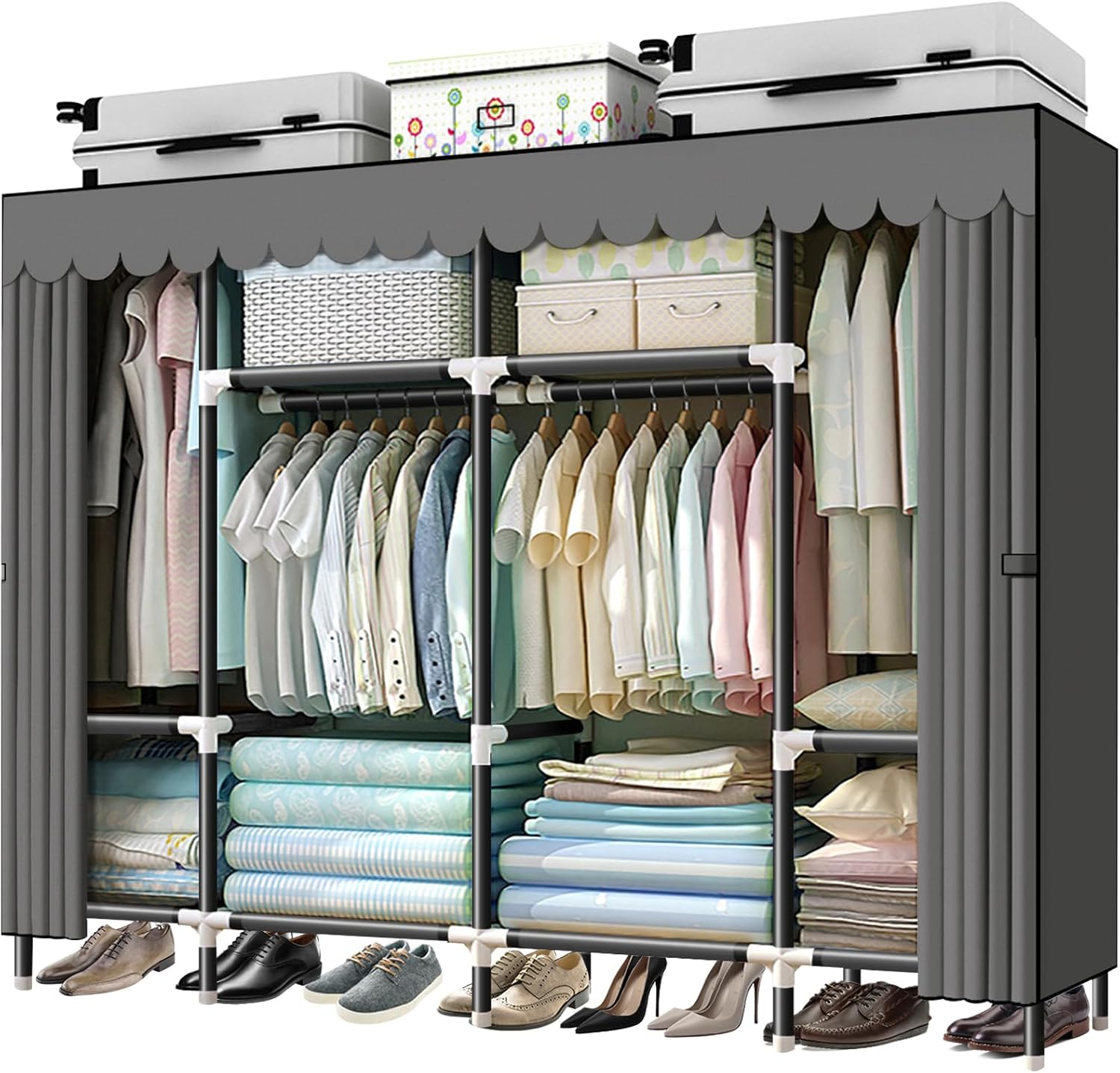 Portable Closet, 79 Inch Portable Closets for Hanging Clothes with 4 ...