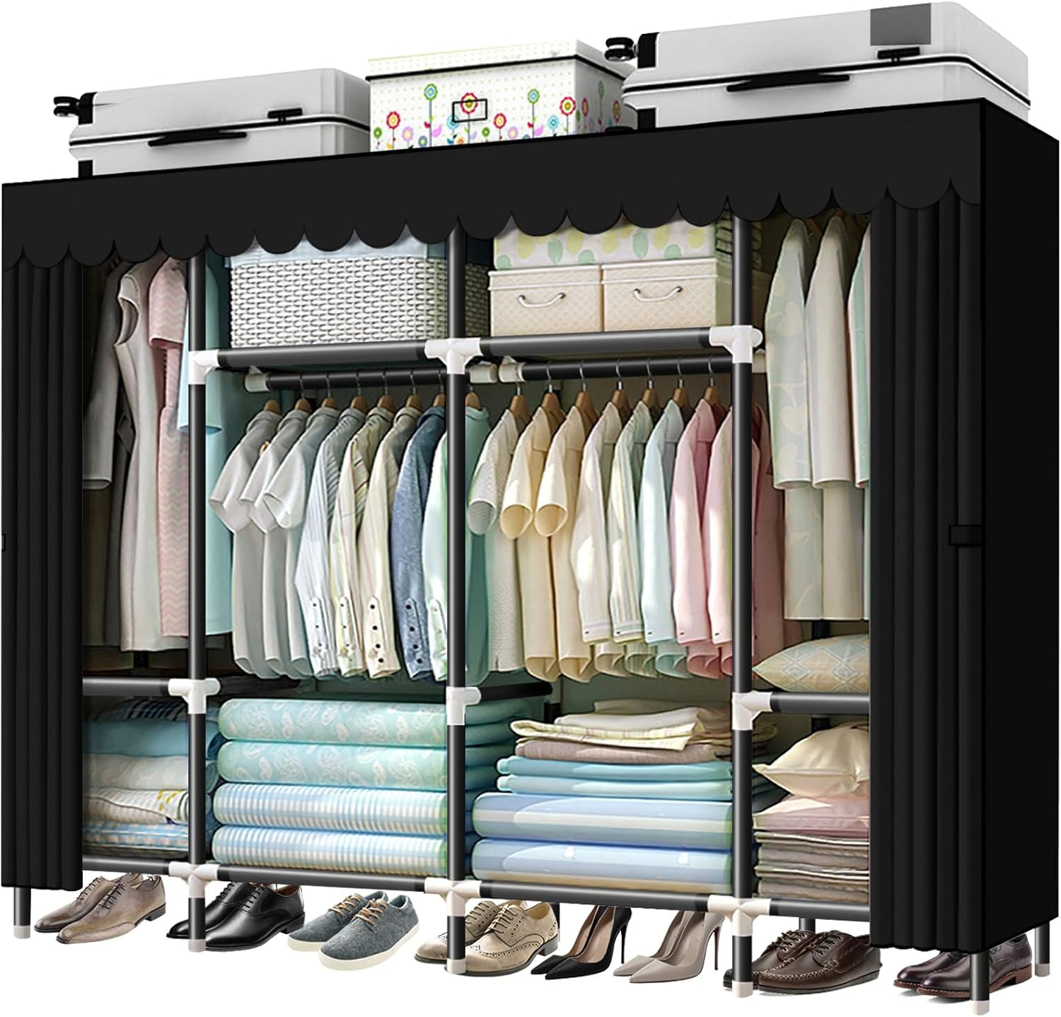 Portable Closet, 79 Inch Portable Closets for Hanging Clothes with 4 ...
