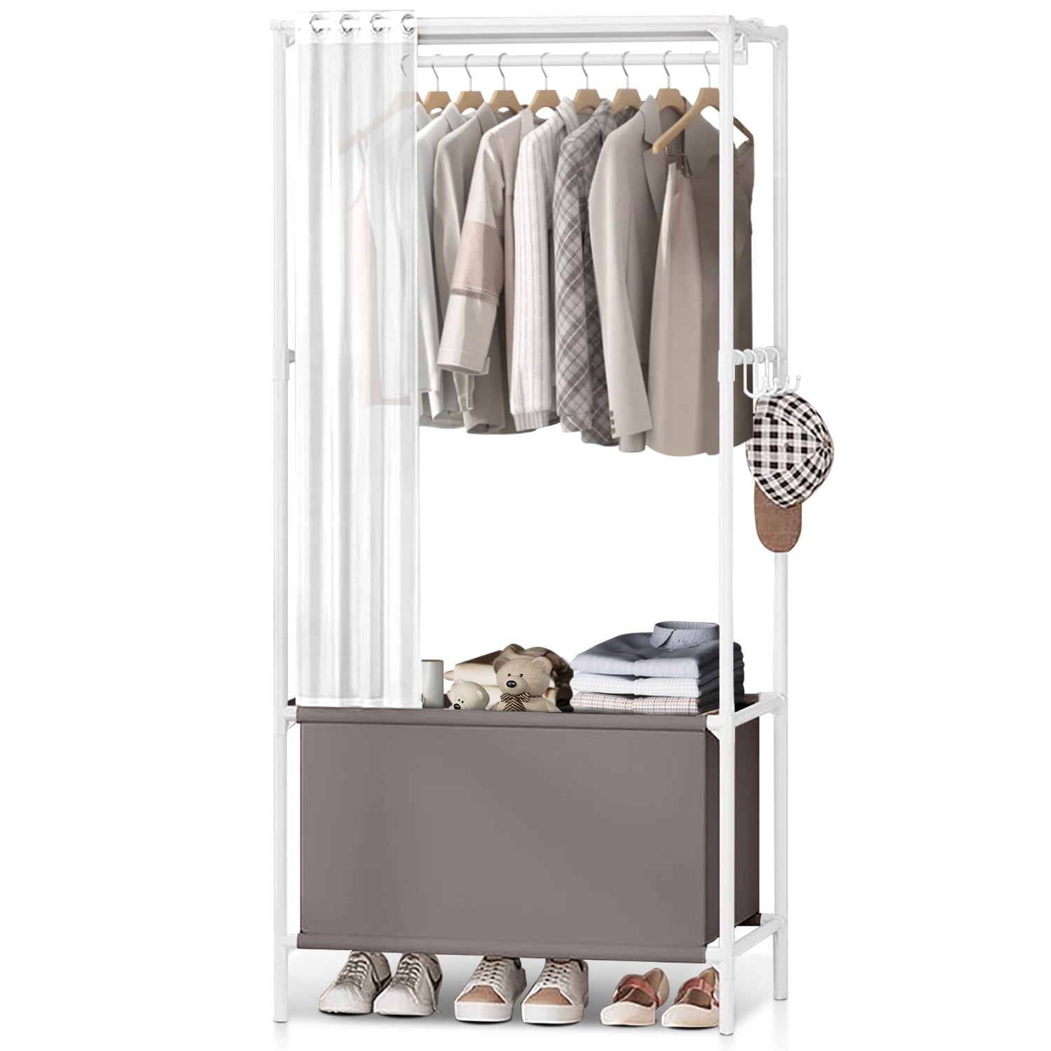 BRC Portable Storage Closet, Cloth Cabinet with Curtain for Bedroom ...