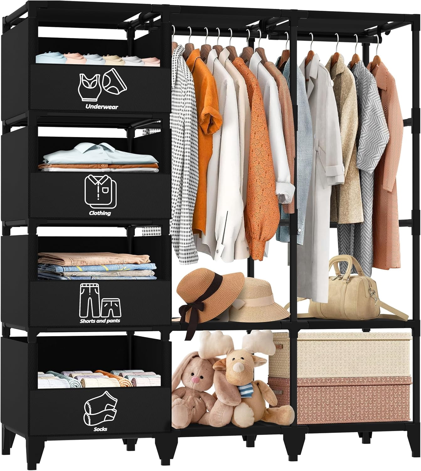 Portable Closet, Easy Assembly, Large Capacity Wardrobe Closet, Sturdy ...