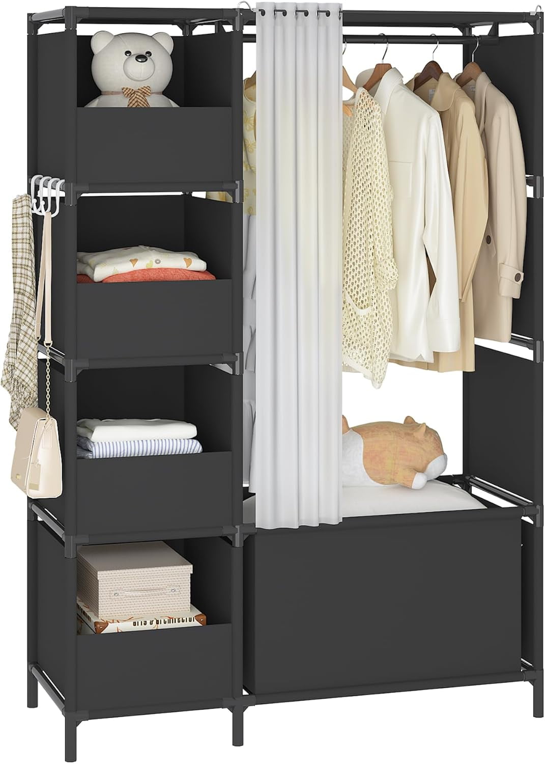 Portable Closet，Free Standing Wardrobe Closet with Hanging Rod and ...