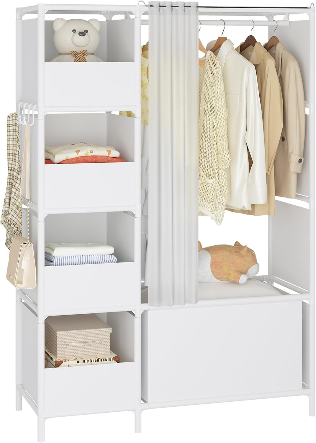 Portable Closet，Free Standing Wardrobe Closet with Hanging Rod and ...