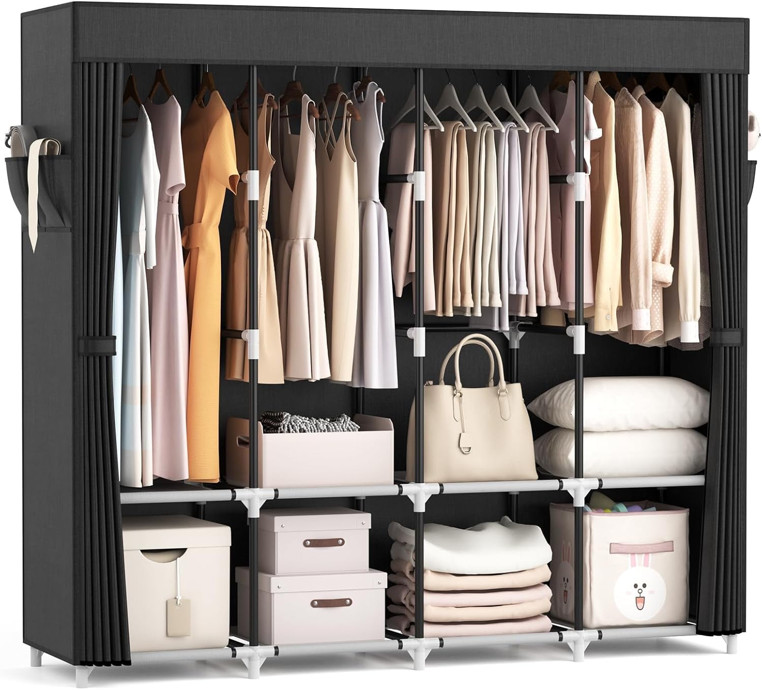 Portable Closet for Hanging Clothes 67 Inch Wide Large Capacity ...