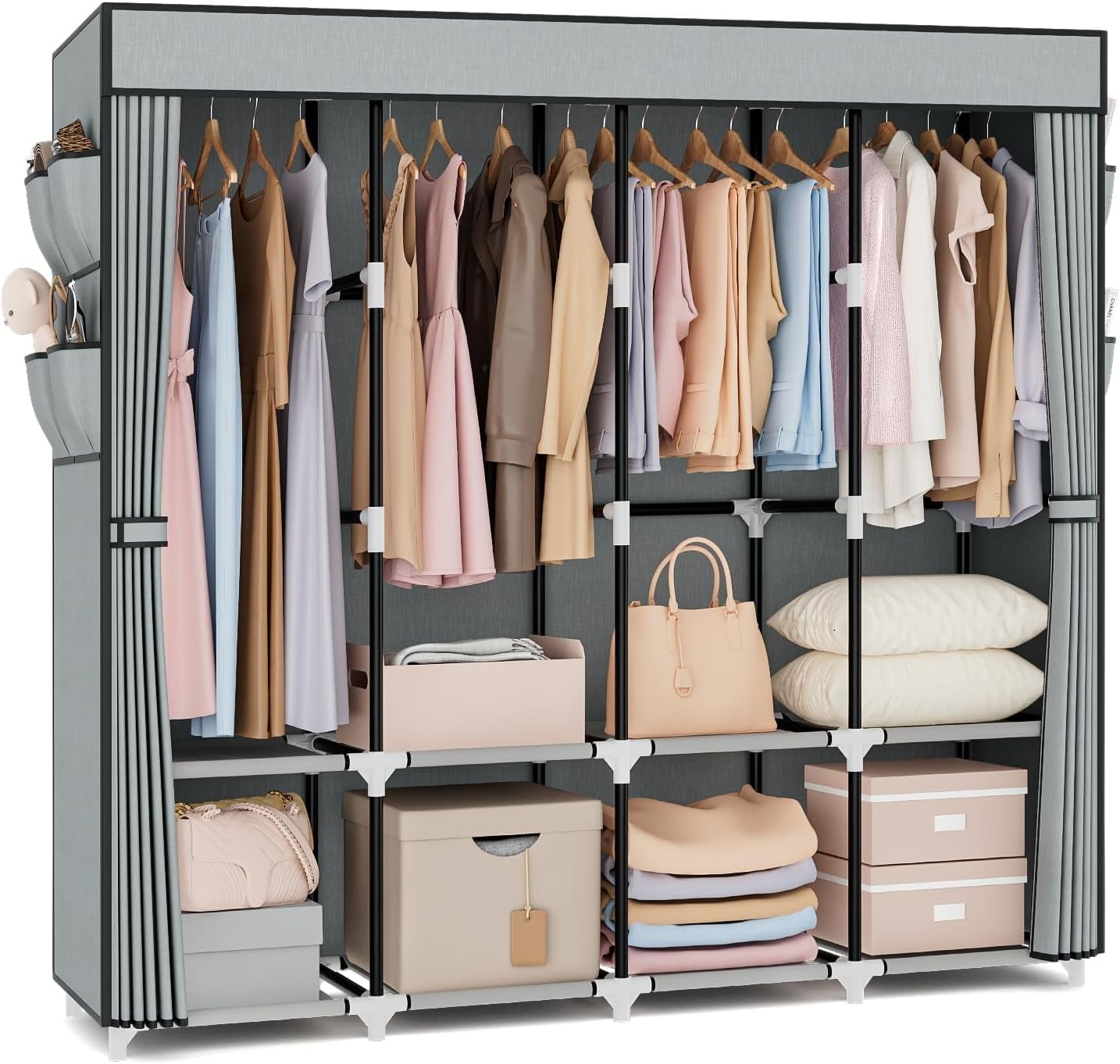 Portable Closet for Hanging Clothes 67 Inch Wide Large Capacity ...