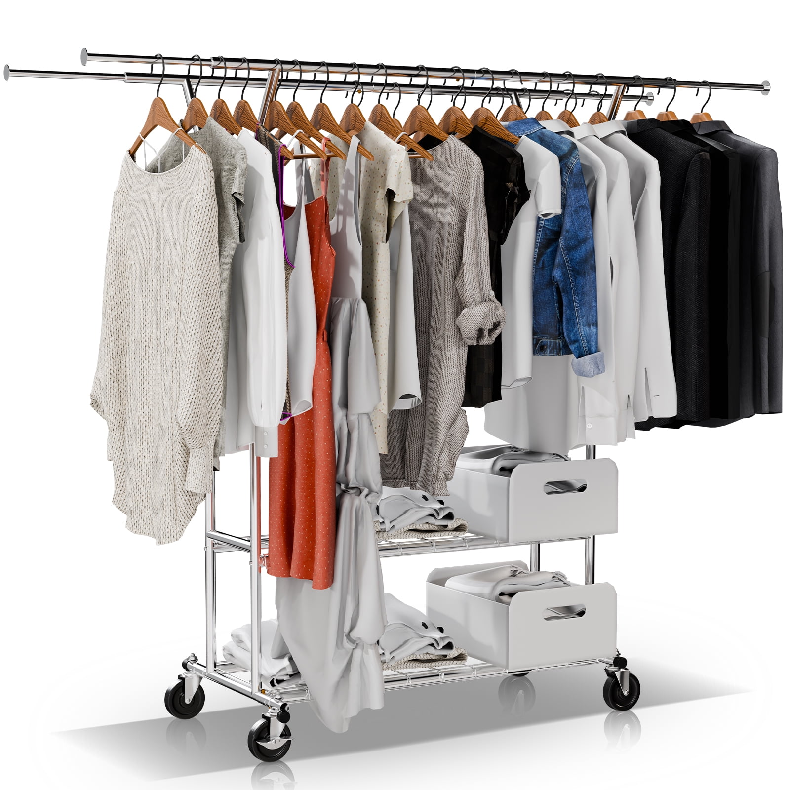 Portable Closet Heavy Duty Clothes Rack, Removable & Lockable Clothing ...