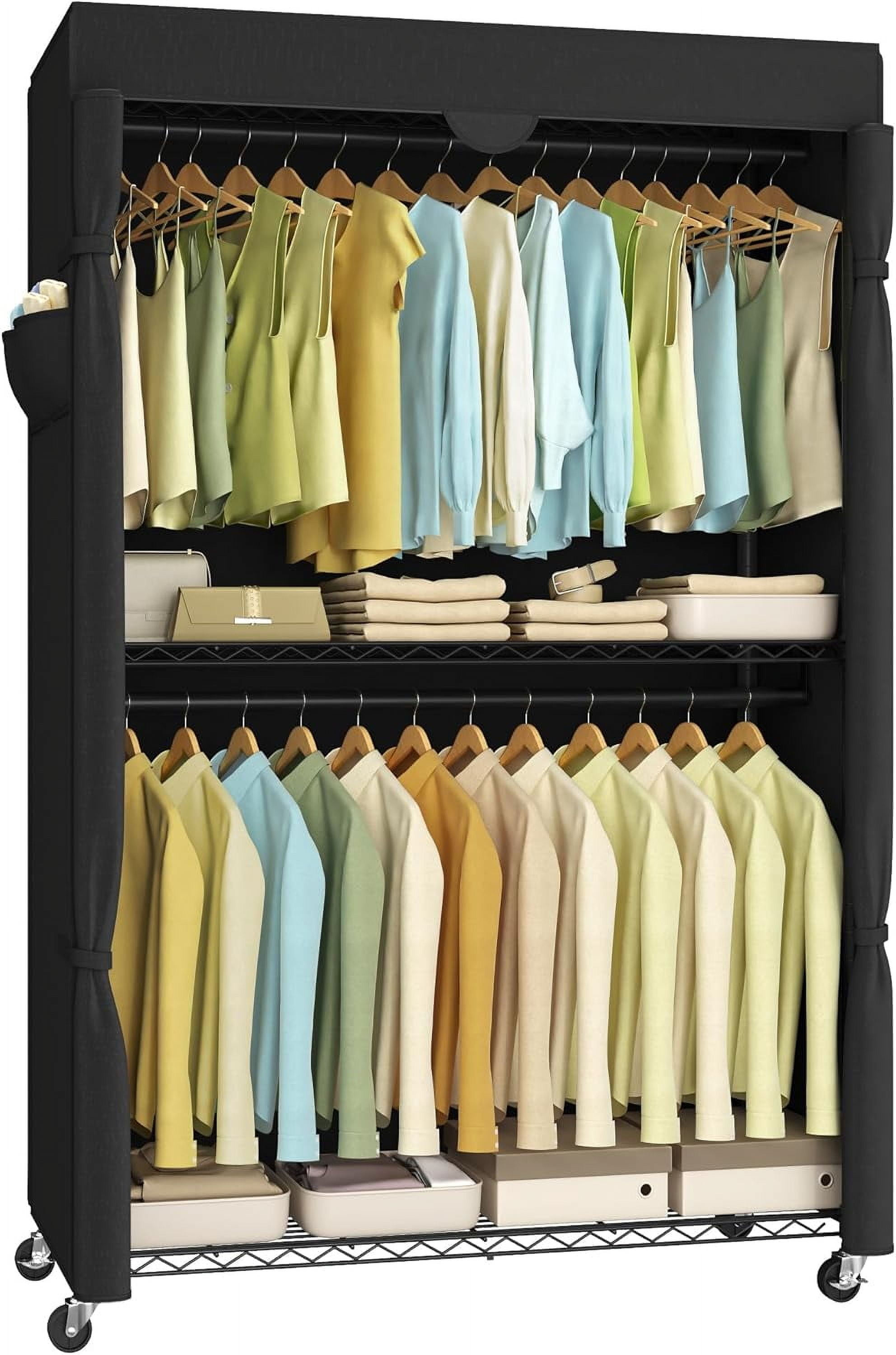 Portable Closet, Heavy-Duty Rolling Clothes Rack, Garment Rack, 43.3 ...