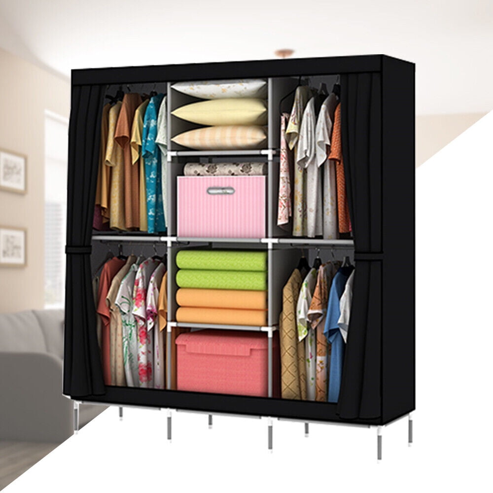 Kvago Portable Closet, 50 inch Wardrobe with 4 Rods, Storage Shelves ...