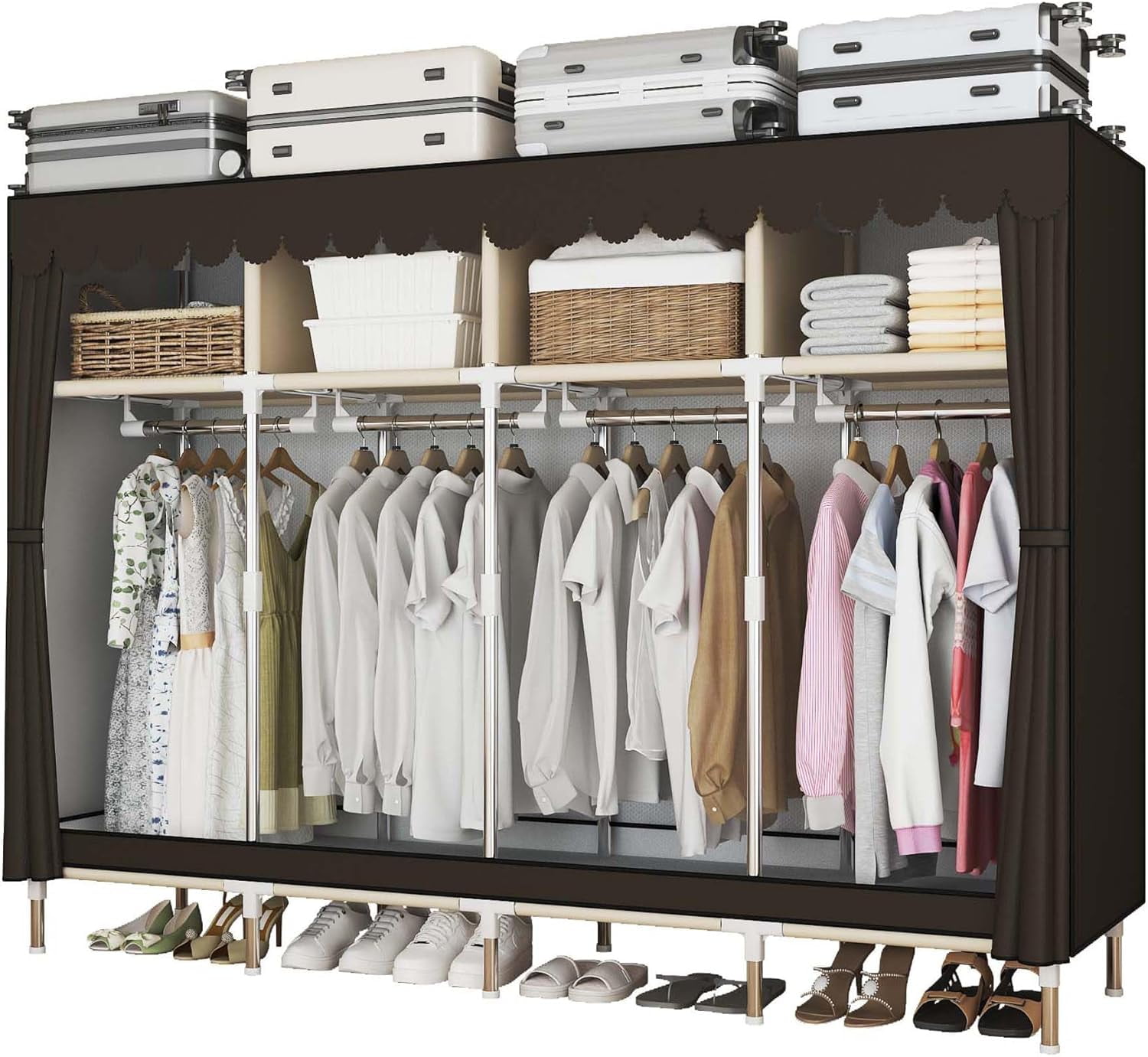 Portable Closet Wardrobe 64 Inch Freestanding Closet for Hanging ...