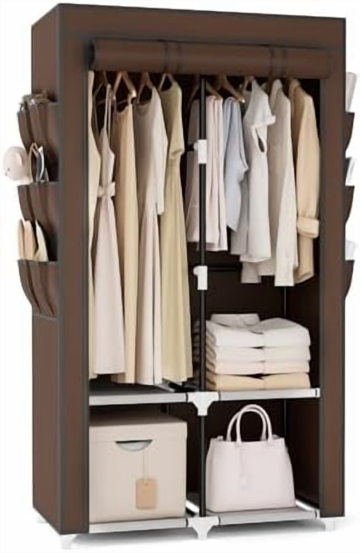 Portable Closet Wardrobe Closet for Hanging Clothes with 4 Storage ...