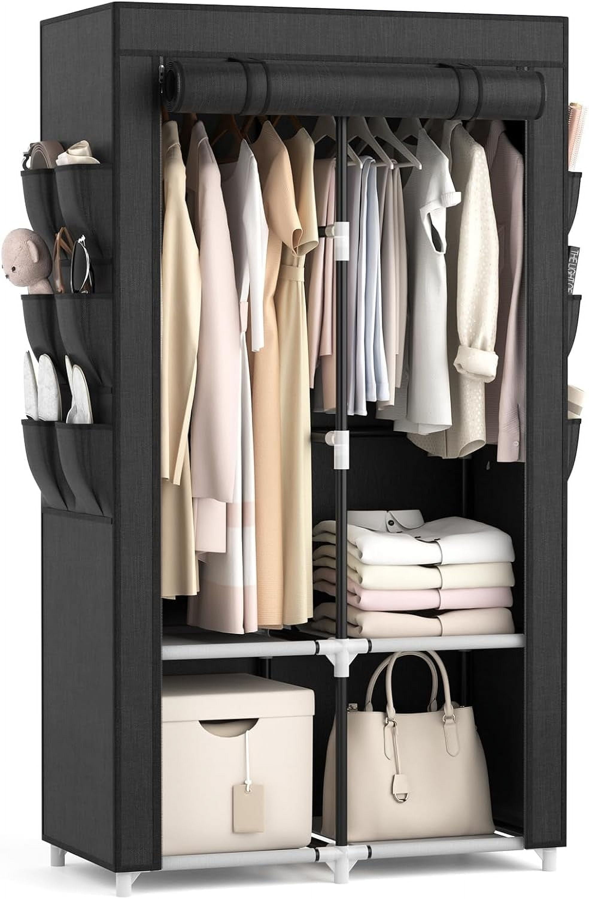 Portable Closet Wardrobe Closet for Hanging Clothes with 4 Storage ...