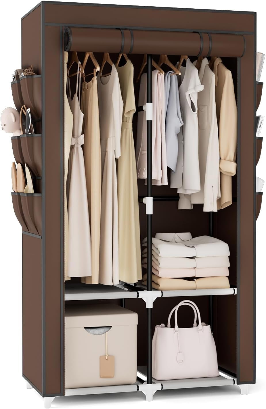 Portable Closet Wardrobe Closet for Hanging Clothes with 4 Storage ...