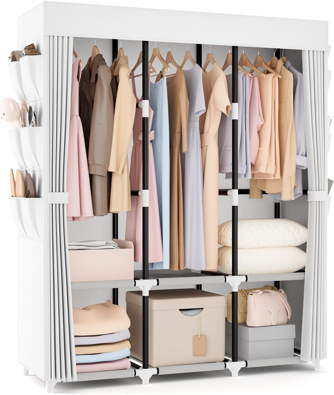 Portable Closet, Wardrobe Closet for Hanging Clothes Closet with Cover ...