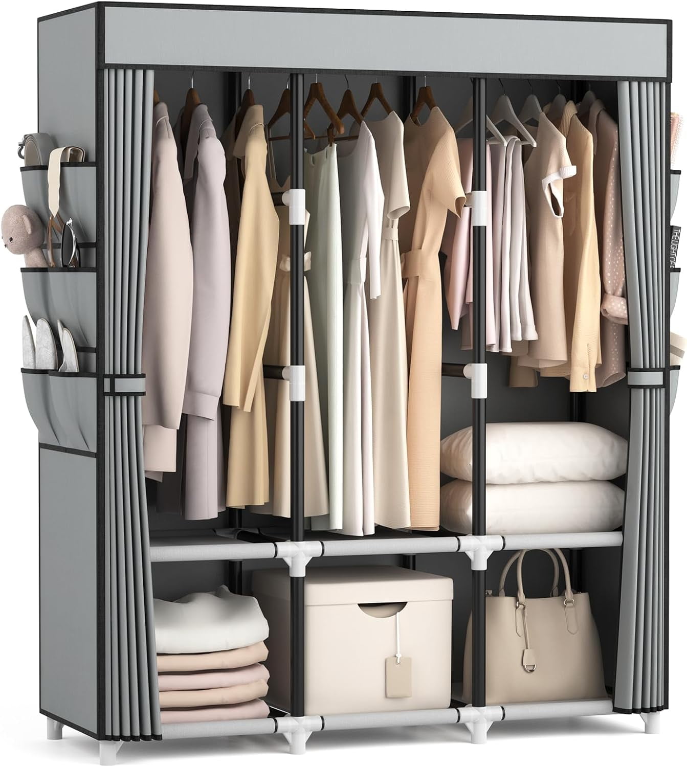 Portable Closet, Wardrobe Closet for Hanging Clothes Closet with Cover ...