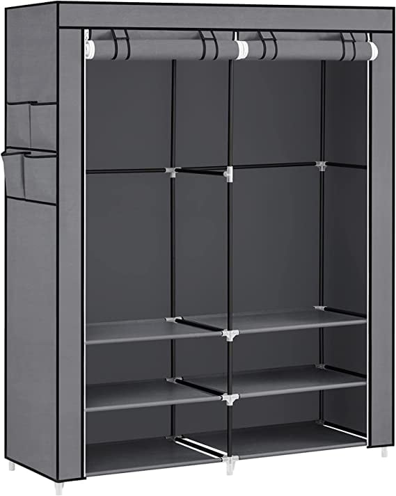Portable Closet Wardrobe with Shoe Rack and Cover, Closet Storage ...