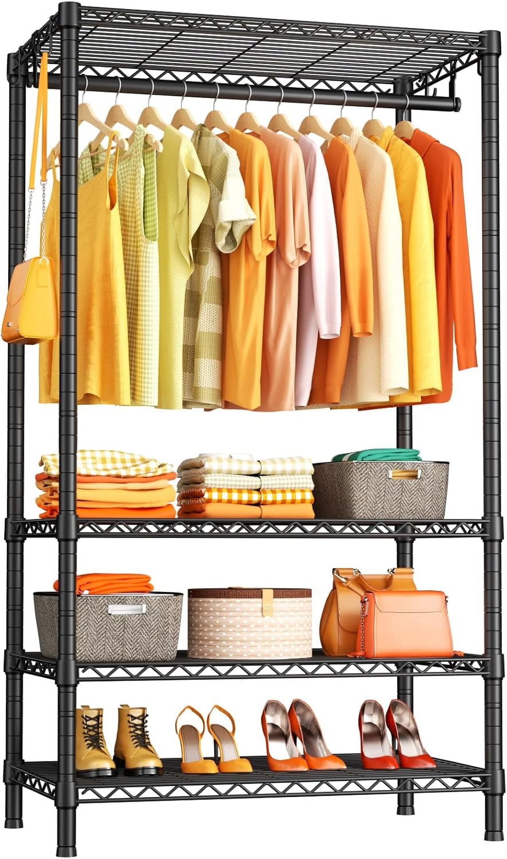 Portable Closets, 4-Tier Metal Clothes Garment Rack for Bedroom and ...
