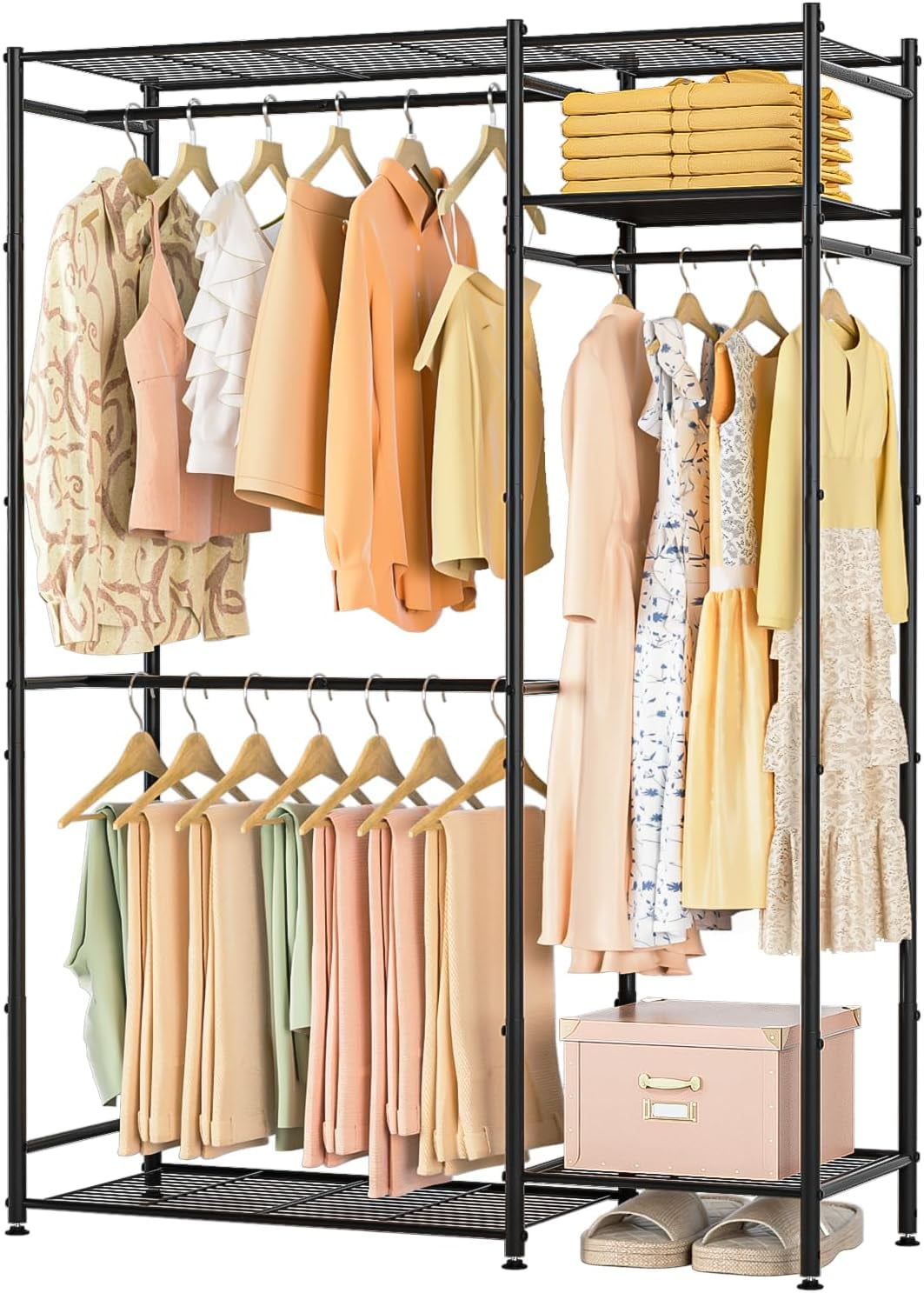 Portable Closets for Hanging Clothes, Freestanding Clothing Rack with 3 ...