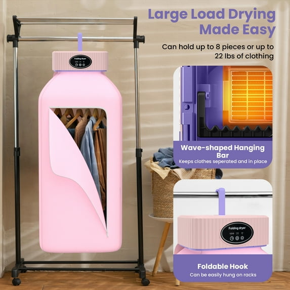 Portable Clothes Dryer, Small Foldable Electric Compact Drying Machine ...