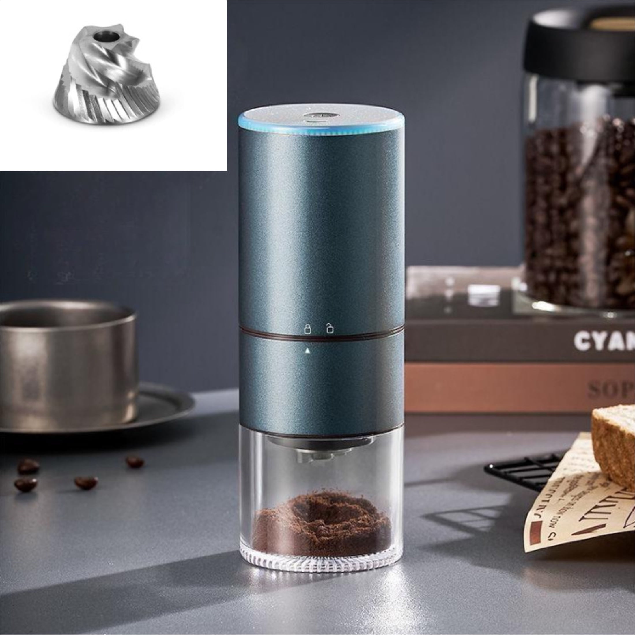 Portable Coffee Grinder, Small Electric Conical Burr Grinder Mini with ...