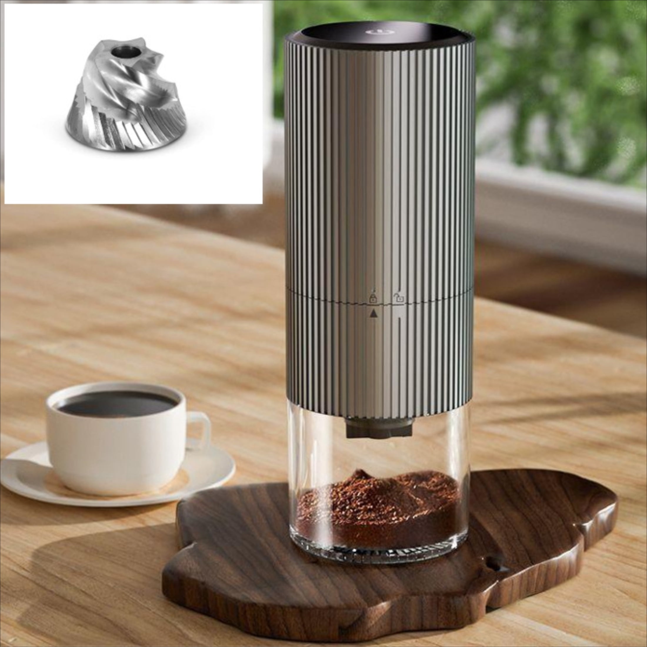 Portable Coffee Grinder, Small Electric Conical Burr Grinder Mini with ...