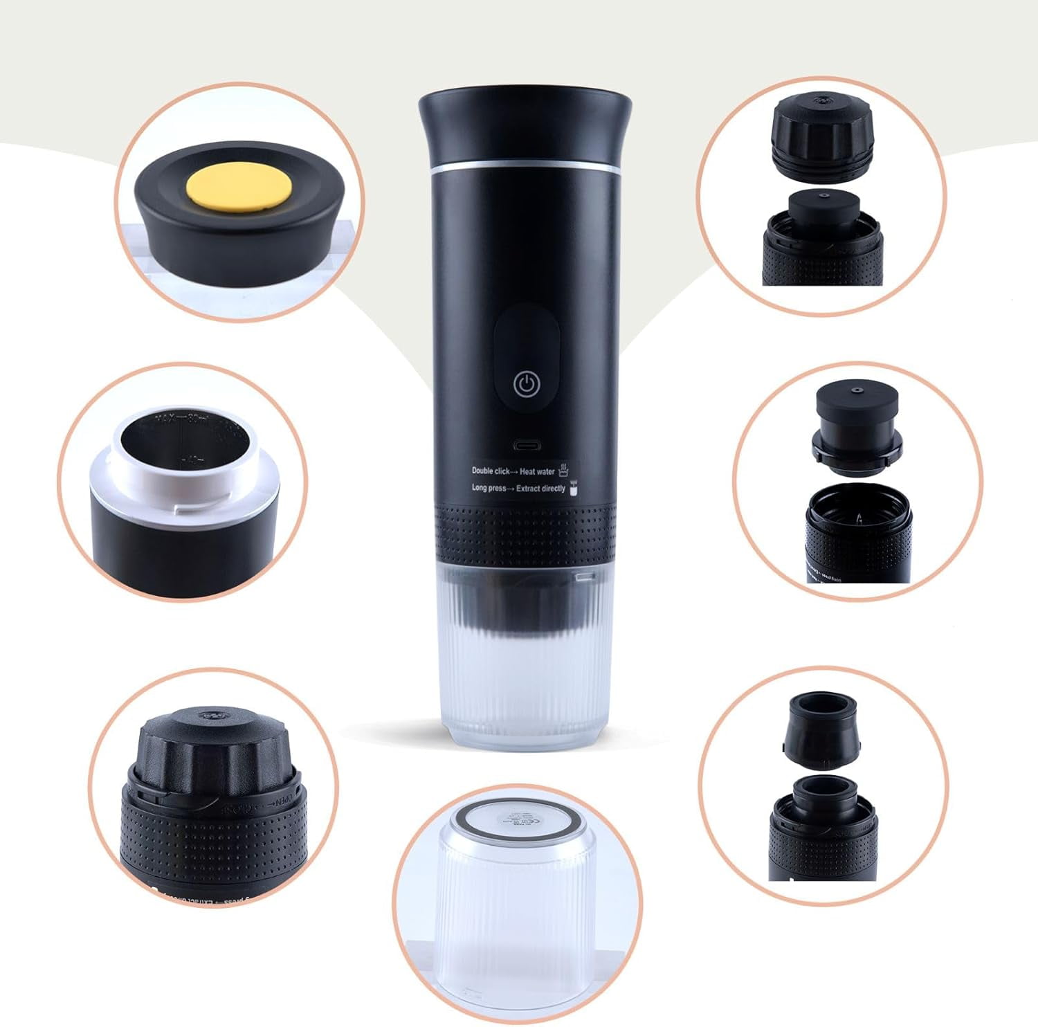 Portable Coffee Maker Espresso Travel Machine – Self-Heating Electric ...