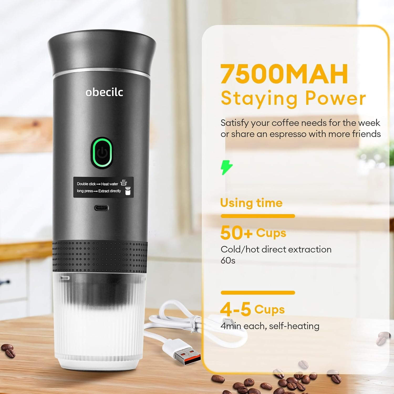 Portable Coffee Maker for Travel, 20 Bar Espresso Coffee Machine with ...