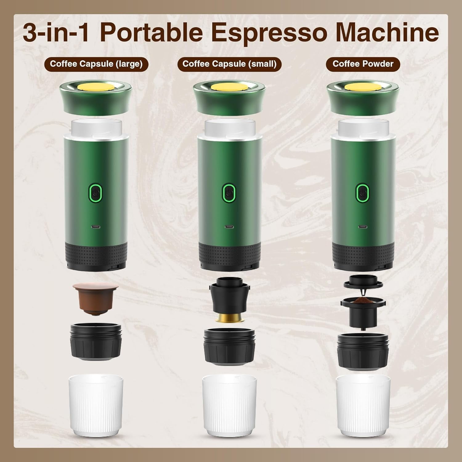 Portable Coffee Maker for Travel, 3-in-1 Portable Electric Espresso ...