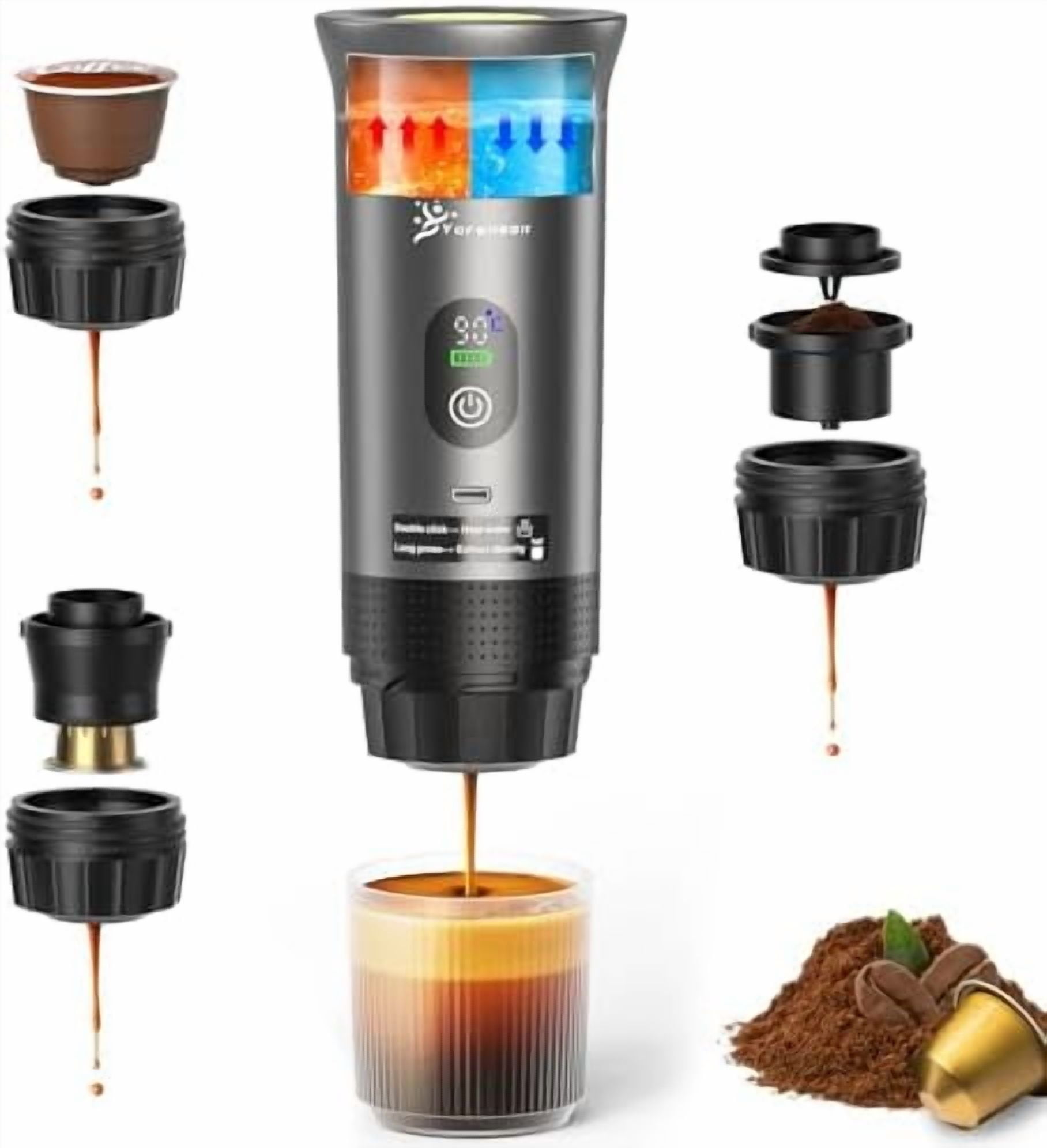Portable Coffee Maker for Travel,Self-Heating Espresso Machine with USB ...