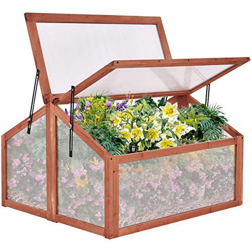 Portable Cold Frame for Winter Gardening, Mini Wooden Green House with ...