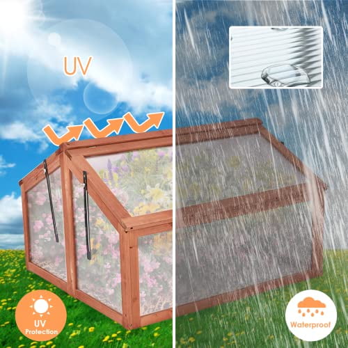 Portable Cold Frame for Winter Gardening, Mini Wooden Green House with ...