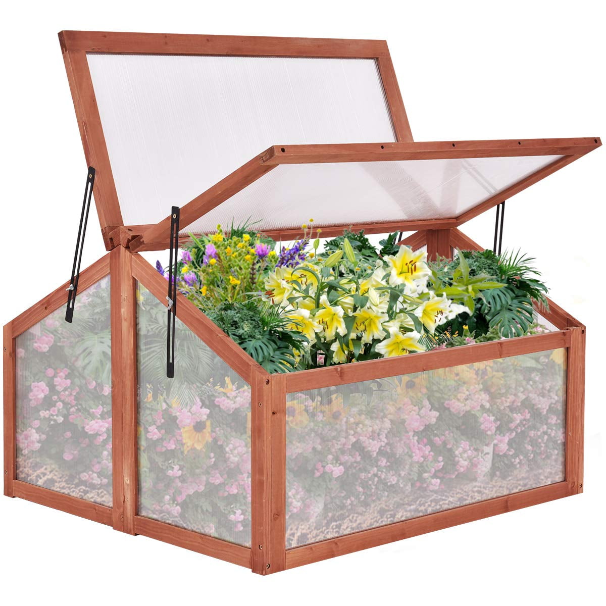 Portable Cold Frame for Winter Gardening, Mini Wooden Green House with ...