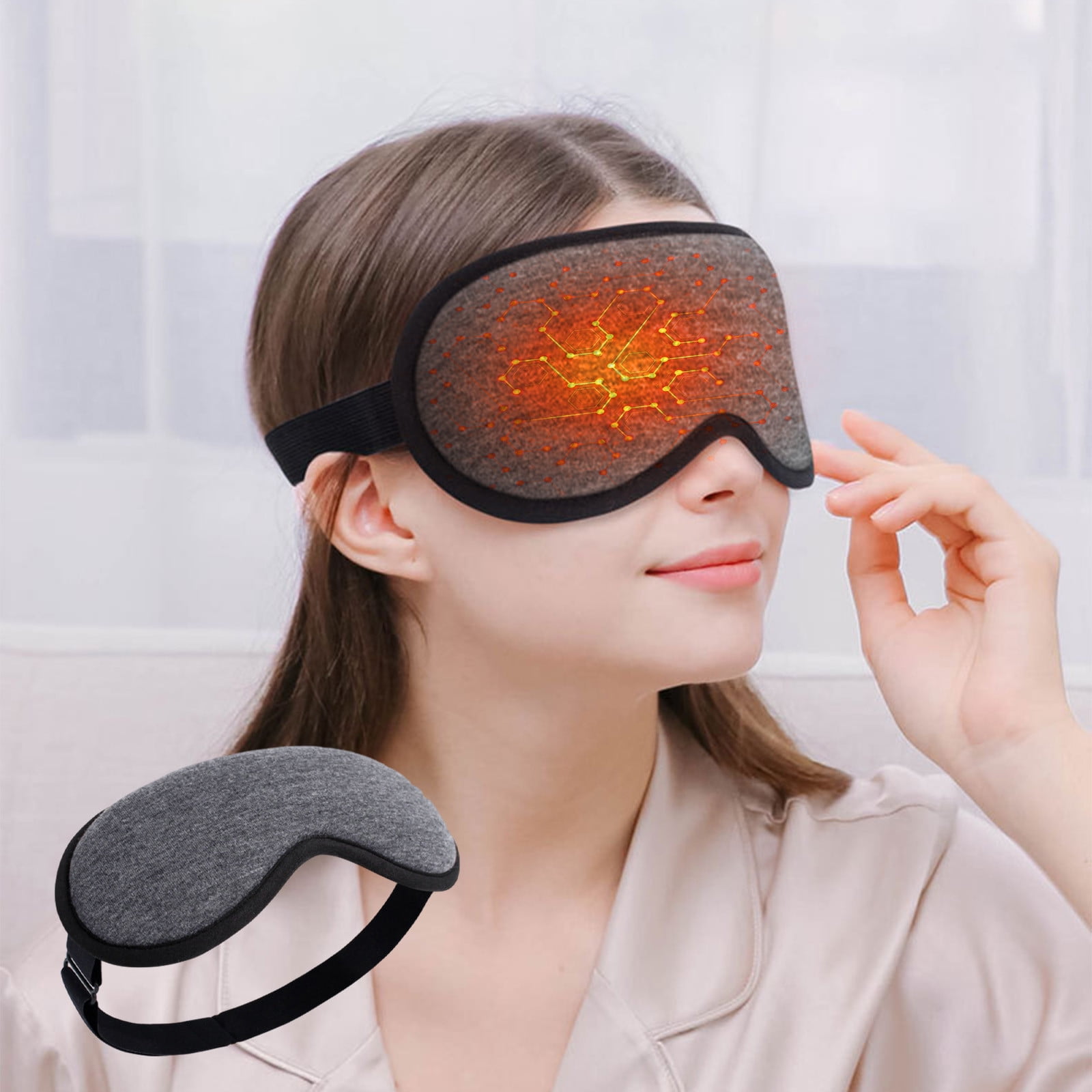 Portable Cold and Hot USB Heated Steam Eye Mask + Reusable Ice Gels for Sleeping, Eye Puffiness ...