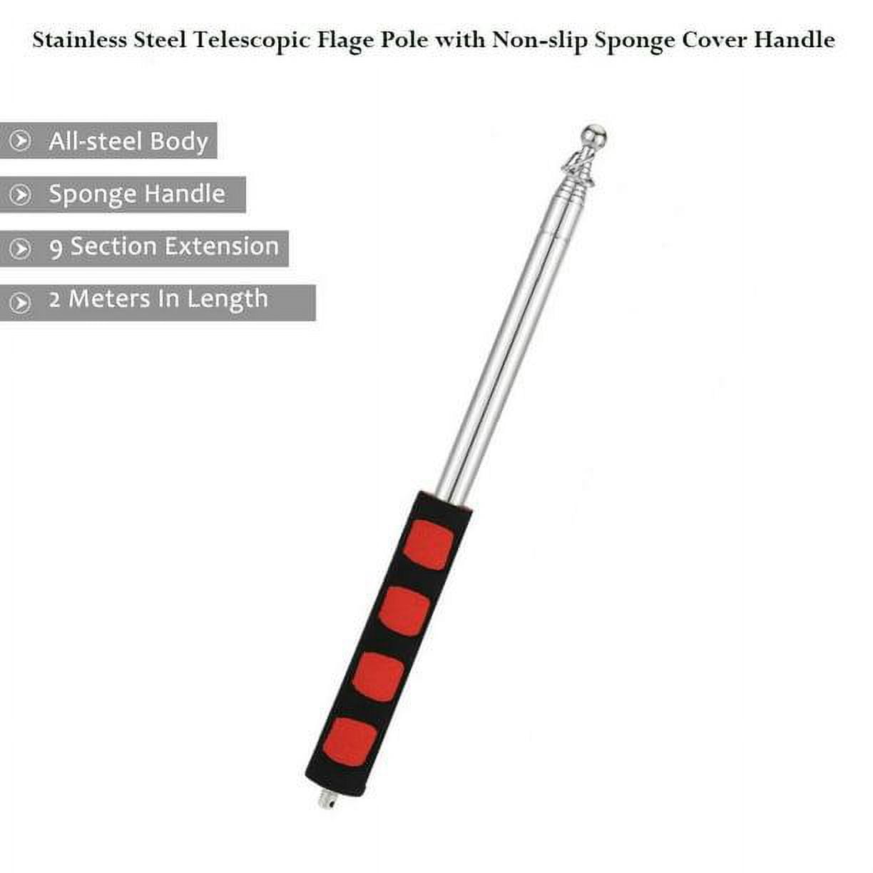 Portable Collapsable Pole 79" Stainless Steel Telescoping Flagpole ...