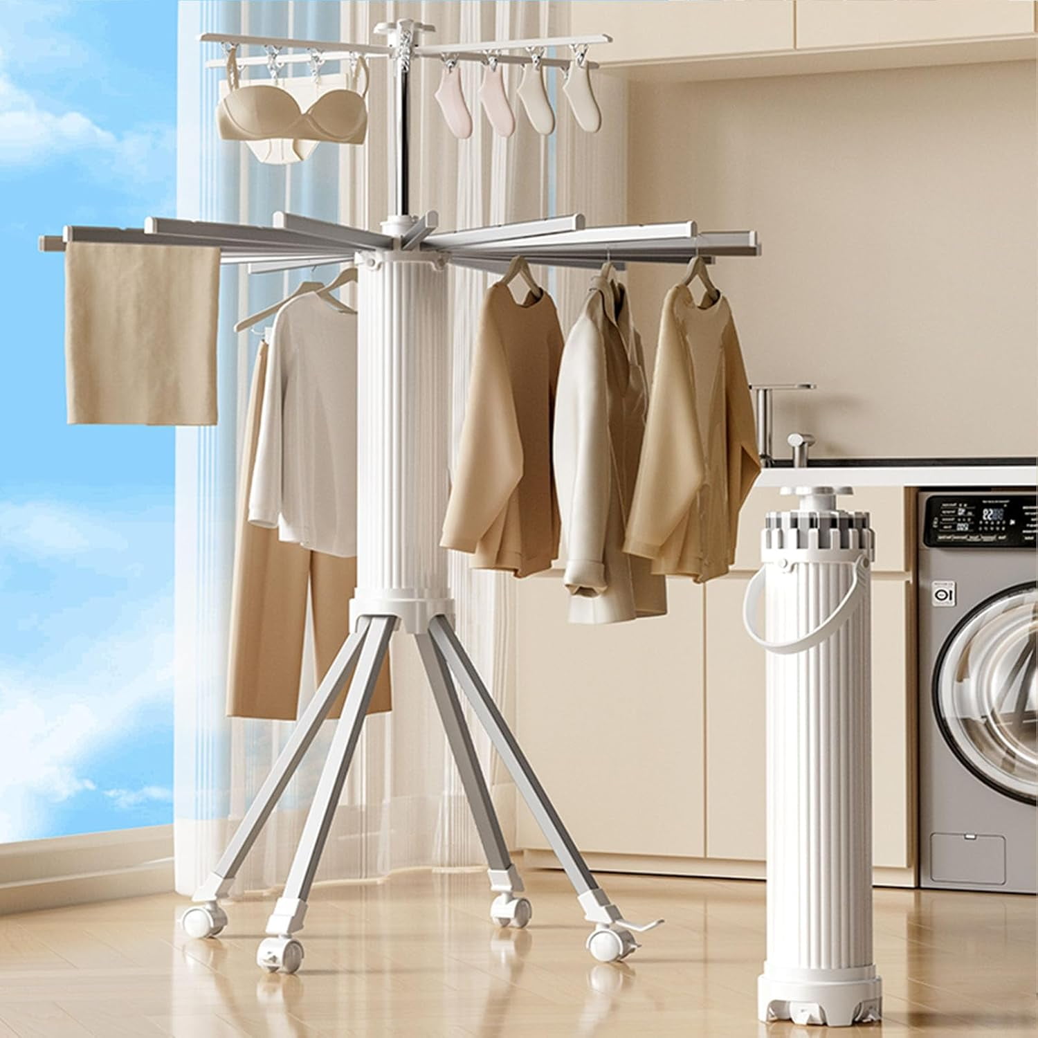 Portable Collapsible Laundry Drying Rack with 24Clips & 16 Aluminum ...