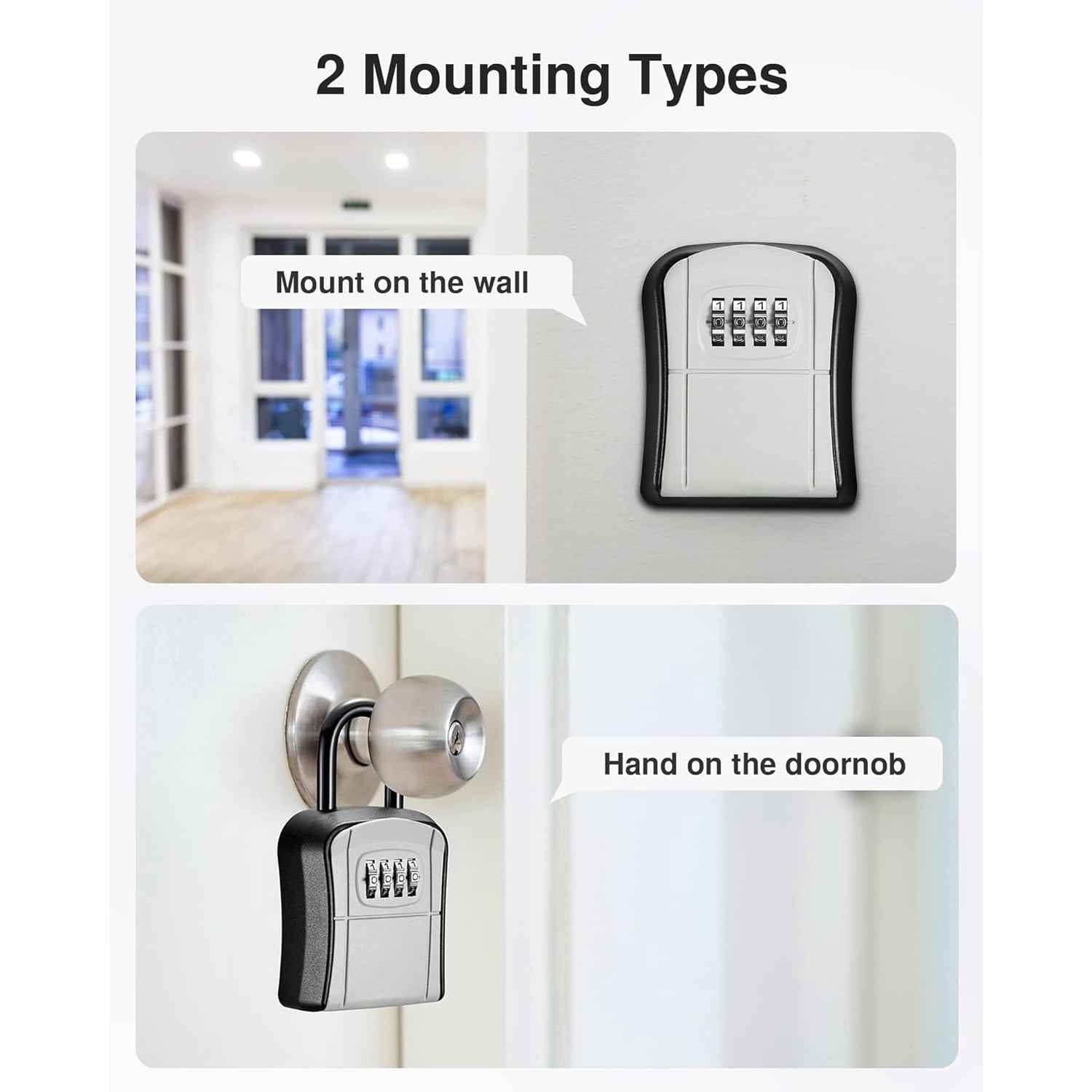 Portable Combination Lockbox Wall-Mounted Key Storage Box for House ...