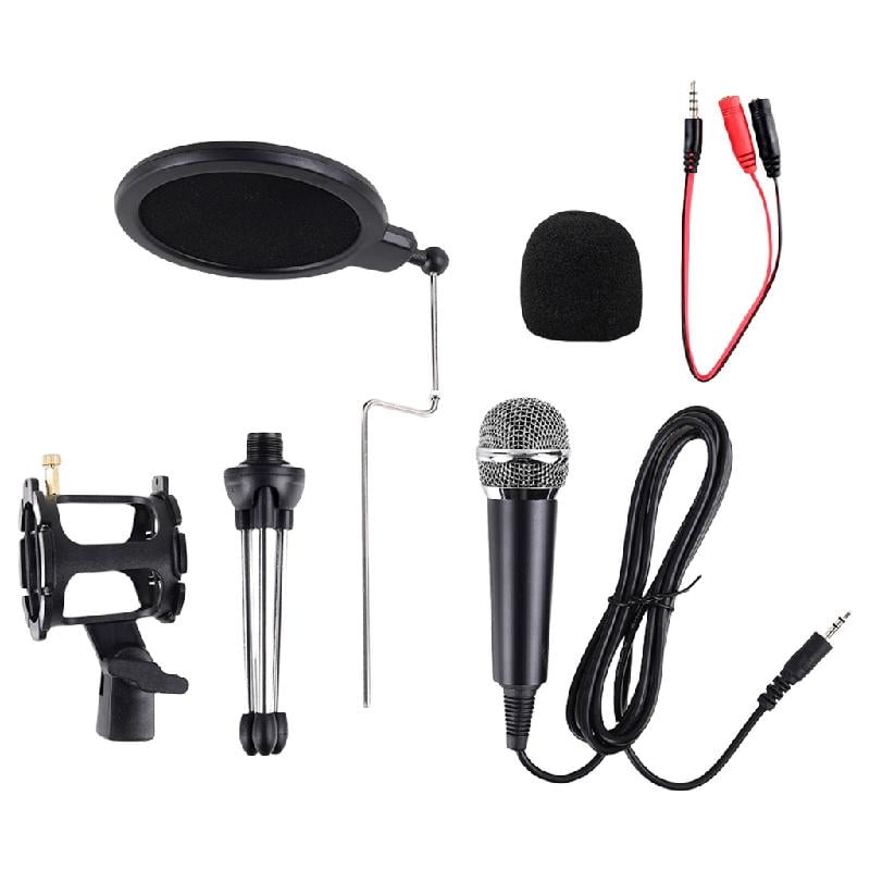 Portable Condenser Mic Kit for Online Classes Karaoke USB/3.5mm Adapter ...