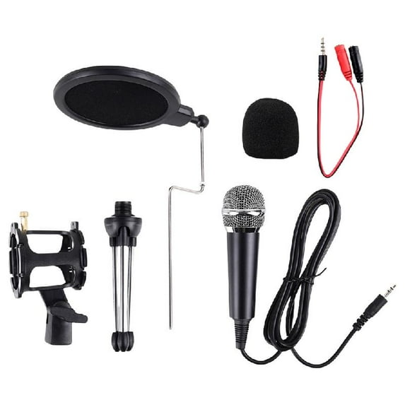 Portable Condenser Mic Kit for Online Classes Karaoke USB/3.5mm Adapter ...
