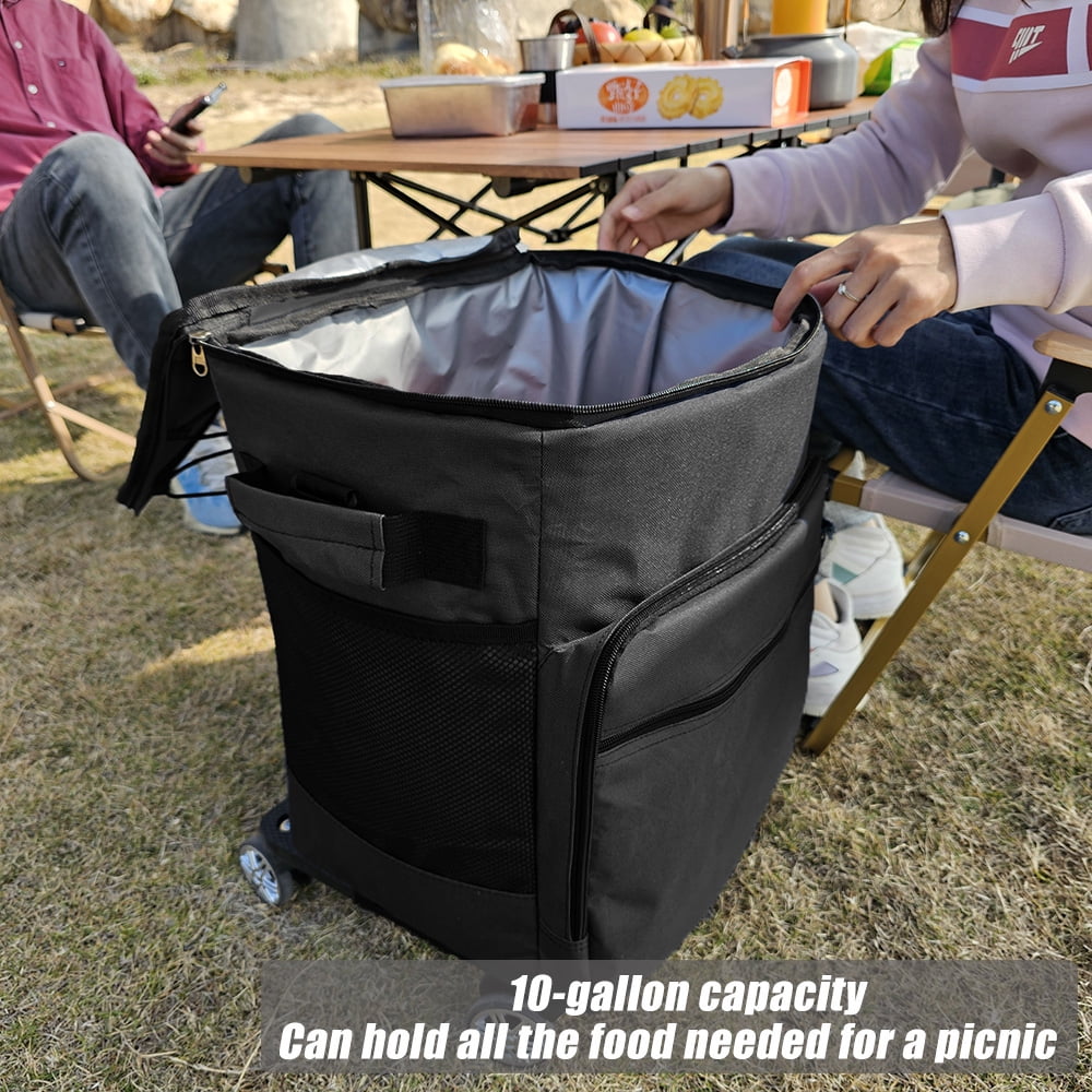 Portable Cooler with Wheels and Handle Collapsible Rolling Cooler ...