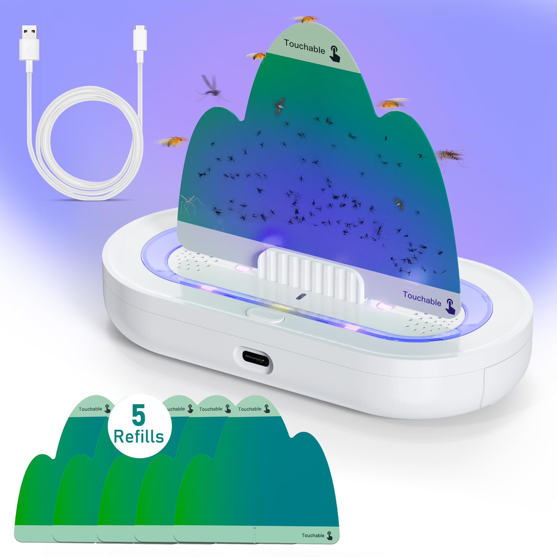 Portable Cordless Double-Sided Fly DHF10 Trap,Mosquito Trap Outdoor,Fly ...